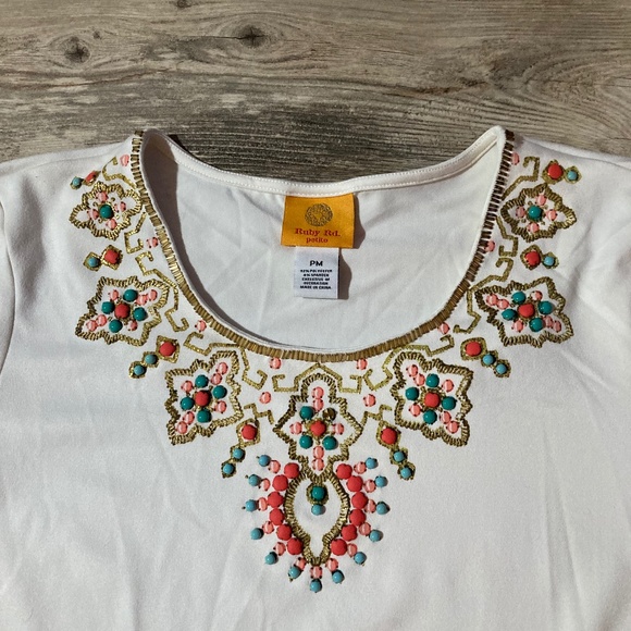 Ruby Red | Tops | New Ruby Red Short Sleeved Embellished Bohemian Style ...